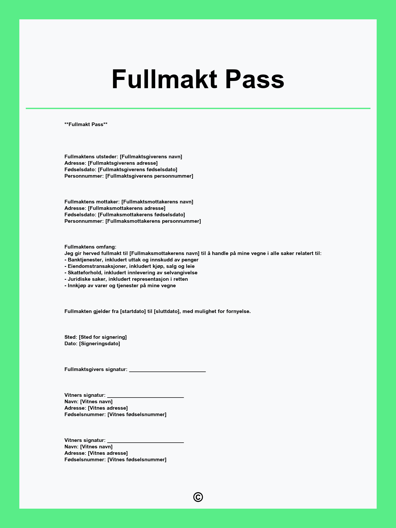 Fullmakt Pass