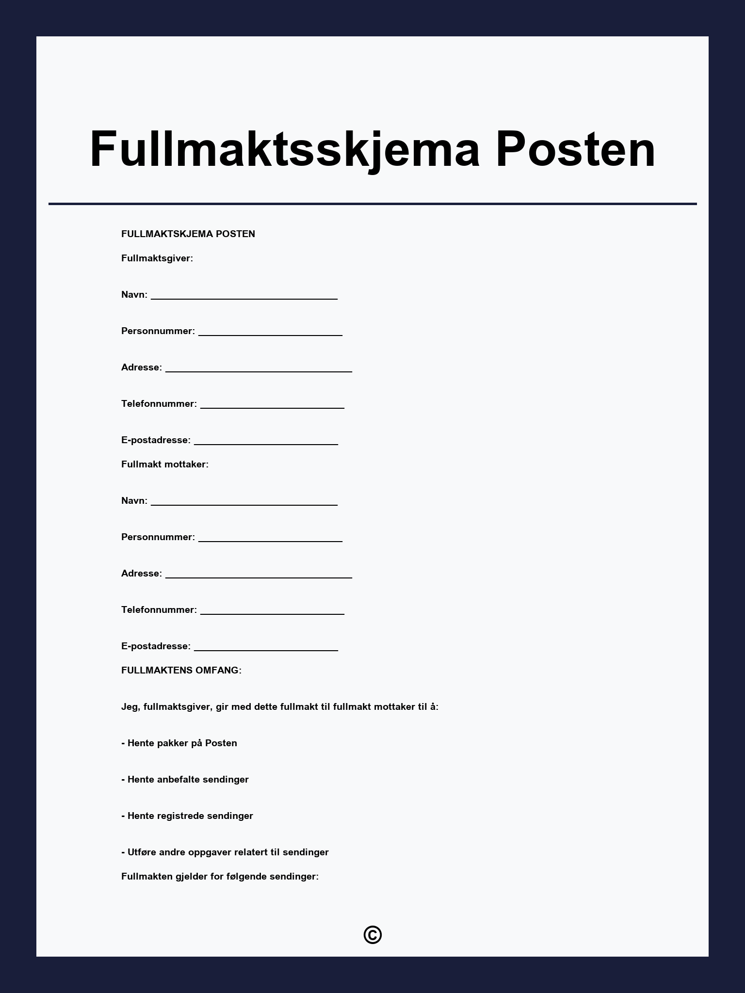 Fullmaktsskjema Posten